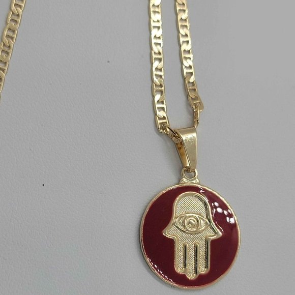 Jewelry | Brand New Brazilian 18k Gold Filled Hamsa With Red Necklace ...